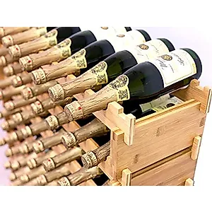 DECOMIL 72 Bottle Stackable Modular Wine Rack Wine Storage Rack Solid Bamboo Wine Holder Display Shelves, Wobble-Free (Eight-Tier, 72 Bottle Capacity)