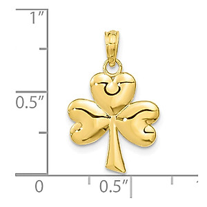 FB JEWELS 10K Yellow Gold 3 Leaf Clover High Polish and 2D Pendant