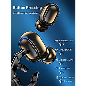 MIUMIUPOP Wireless Bluetooth Earbuds, Mini Size with LED Display? Immersive Bass Stereo Noise Cancelling Headphones, Headset for Sports, Home, Work Black (Black)