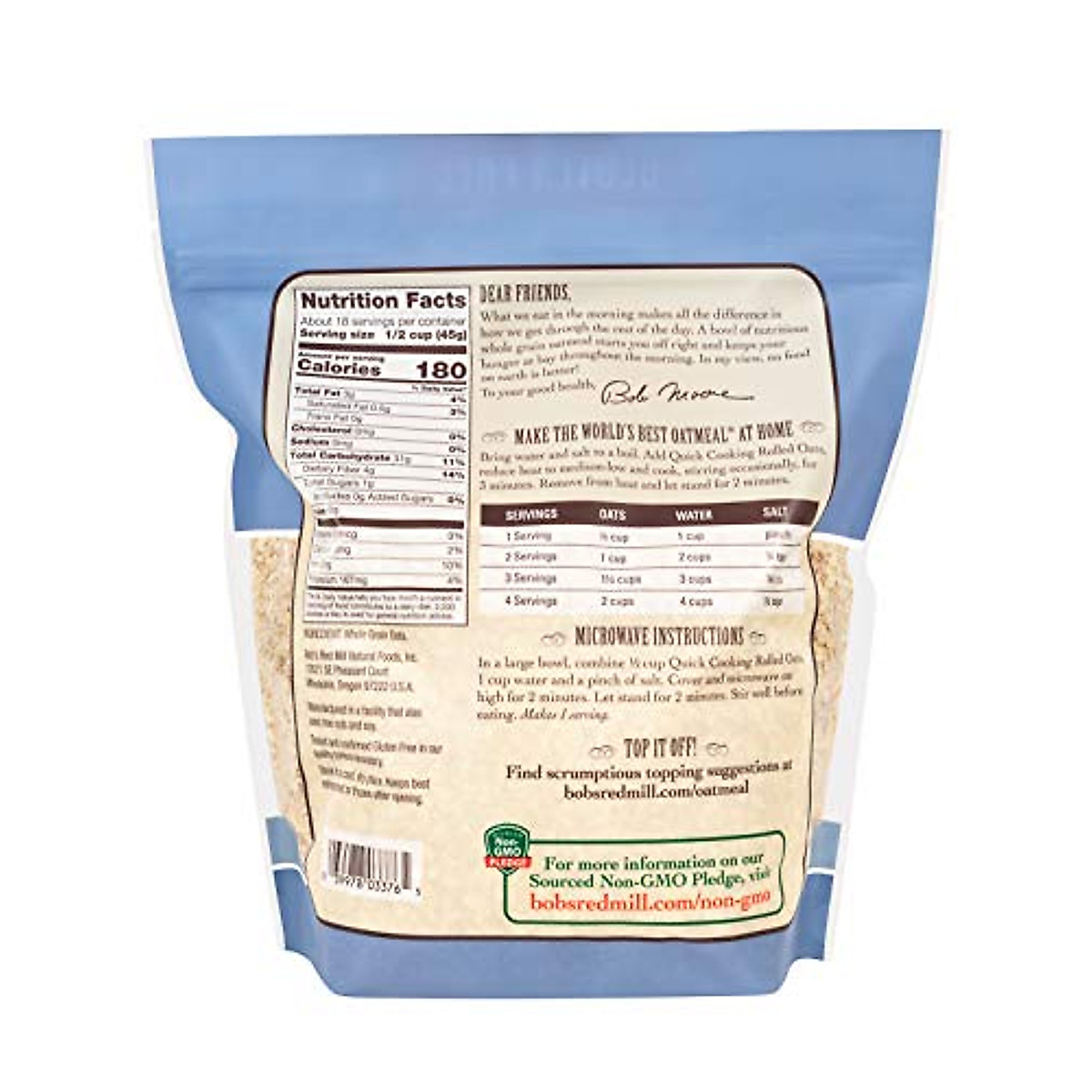 Bob's Red Mill Gluten Free Quick Cooking Rolled Oats, 28 Oz