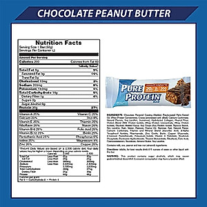Pure Protein Bars, Chewy Chocolate Chip, Chocolate Deluxe, Chocolate Peanut Butter - Box of 6-3 Boxes - 1 Box of each flavor
