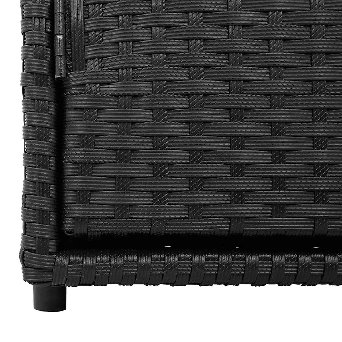 vidaXL Patio Storage Cabinet in Black – Outdoor Poly Rattan Organizer with Robust Steel Frame for Garden, Deck, Poolside – 43.3"x21.7"x23.8"