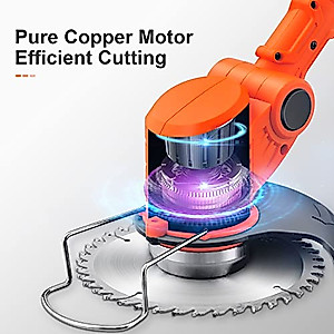 MAXMAN Weed Wacker Grass Trimmer/Edger Battery Powered,21V Cordless Weedeater Lightweight Electric Brush Cutter with 2 Batteries and Charger,10Pcs Metal Blades Lawn Tool for Home Garden Yard Trimming