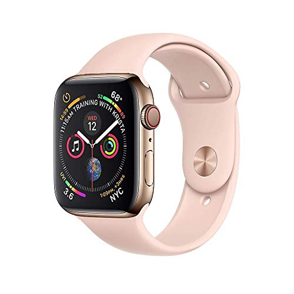 Apple Watch Series 4 (GPS + Cellular, 40MM) - Gold Stainless Steel Case with Pink Sand Sport Band (Renewed)