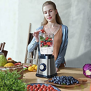 Anthter CY-305R Professional Blender, 950W High Power Blenders For Kitchen, Stainless Countertop Smoothie Blender, 50 Oz Glass Jar & 24-Ounce Smoothie Cup, Ideal for Smoothies, Shakes & Frozen Drinks