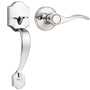 Probrico Camelot Trim Lower Half Front Entry Handleset, Passage Lock Grip Handle with Wave Lever, Keyless Door Locks Brushed Nickel, Interior and Exterior Entrance Passage Lock