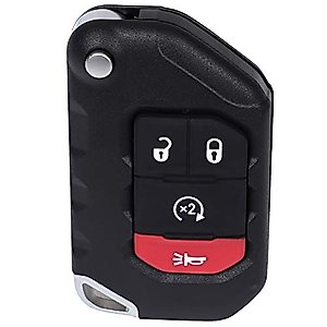SELEAD Flip Key Fob 4 Buttons Keyless Entry Remote fit 2020 for Jeep Gladiator 2018-2020 for Jeep Wrangler Antitheft Keyless Entry Systems 68416782AA 1pc 433.92MHz, Black