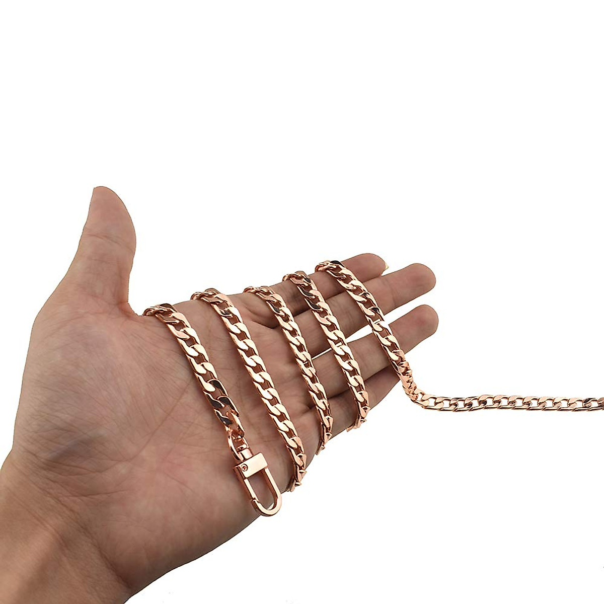 HAHIYO Mini Pochette Purse Chain Strap Slim Wide 7mm for LV Length 39.4 inches Extra Thick 2.6mm Rose Gold for Shoulder Cross Body Sling Handbag Wallet Clutch Comfortable Flat Metal Strap 1 Pack