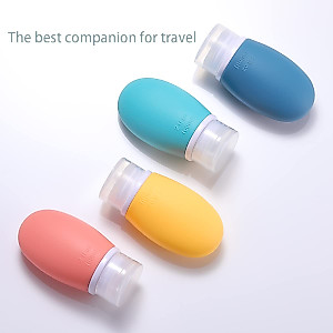 Leak Proof Silicone Travel Bottles,4 Pack 2oz Liquid Squeezable Refillable Portable Travel Accessories/Cosmetic Containers,BPA Free,Travel Size Bottles for Toiletries Shampoo Conditioner Lotion