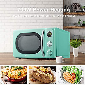 Galanz GLCMKA07GNR-07 Retro Microwave Oven, LED Lighting, Pull Handle Design, Child Lock, Surf Green, 0.7 cu ft