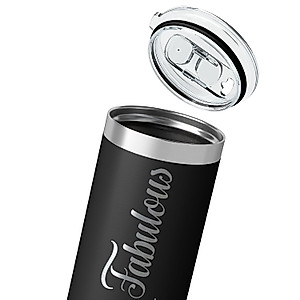 50 & Fabulous 22 oz Skinny Tumbler 50th Birthday Gifts For Women on Black Decorations Funny Present Vacuum Insulated Cup