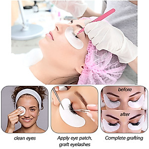 Honoson Eyelash Extension Supplies, USB Air Conditioning Blower, 2 Straight and Curved Tweezers,100 Disposable Mascara, 50 Glue Ring Holder, 2 Tapes, 10 Pairs Under Eye Gel Pads (Pink)