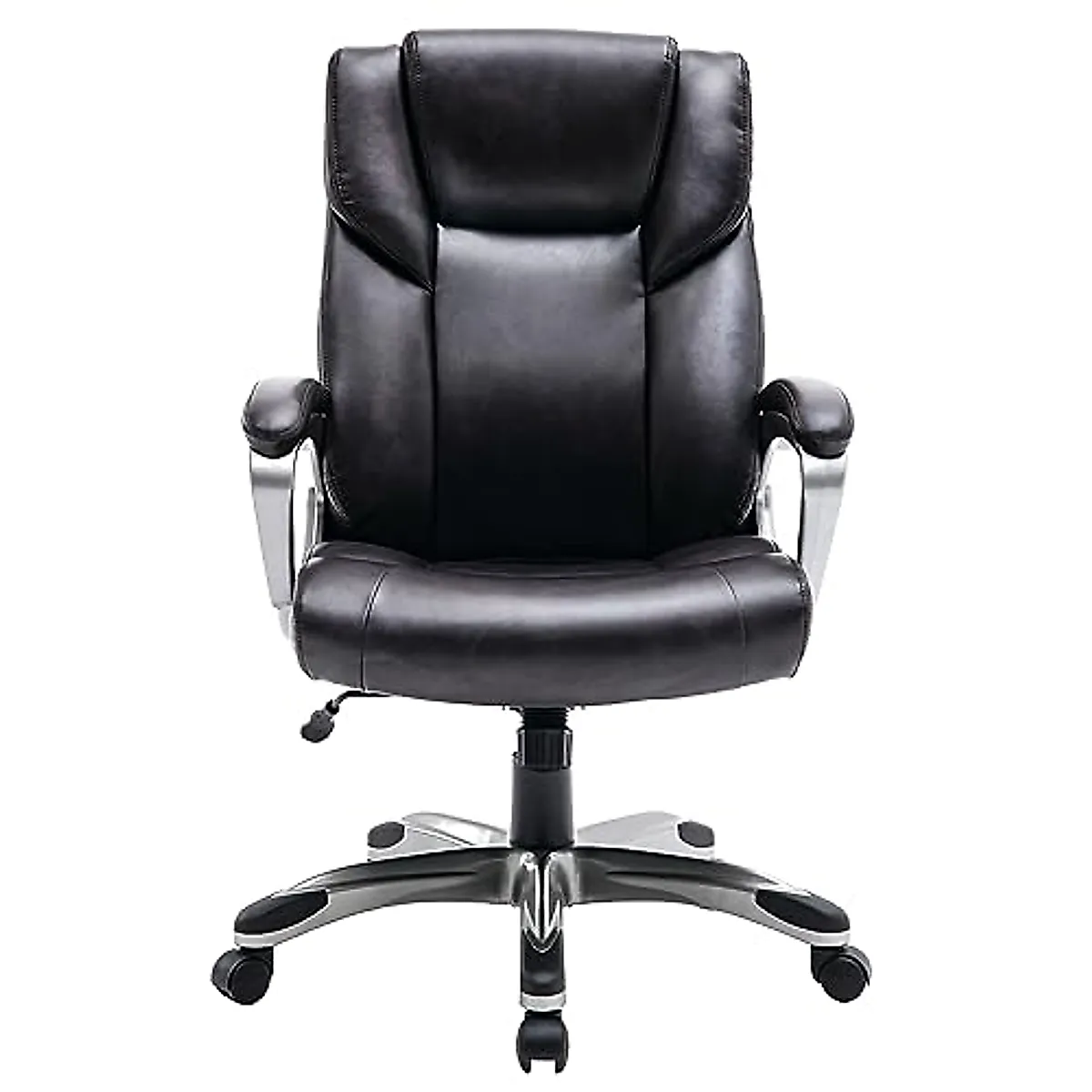 JC Home Executive Swivel Desk Silver Finished Padded Armrest and Chrome Frame Office Chair (Brown)