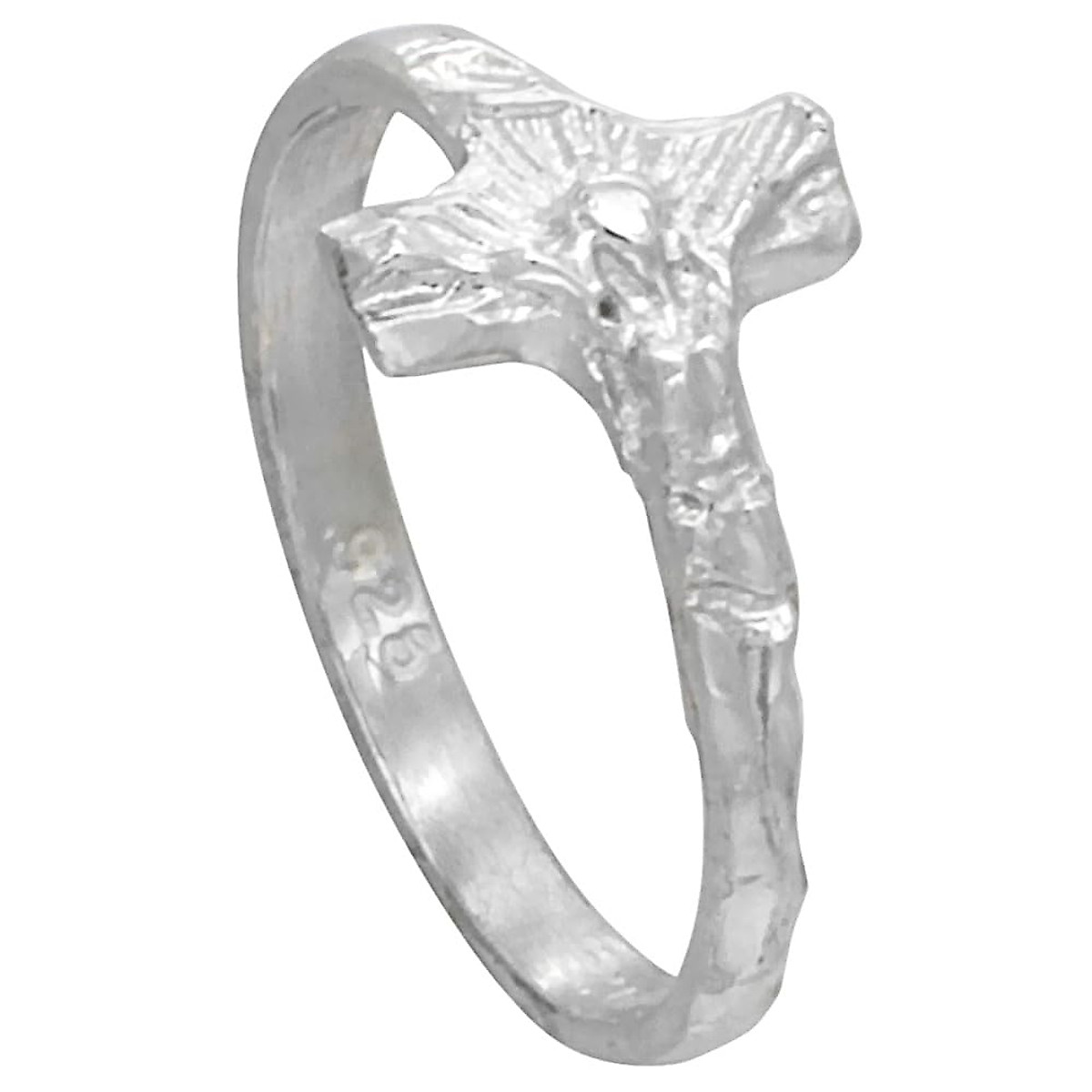 Sterling Silver Tiny Crucifix Ring Polished finish 3/8 inch wide size 9