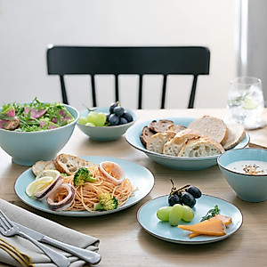 simfe. Dinnerware Set, 6-Piece Set, 9.1/6.3 inches (23/16 cm) Plate, 5.5 inches (14 cm), Free Bowl, Donburi, Oval Bowl, Microwave Safe, Made in Japan, Blue