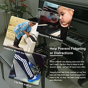 StrongTek Adjustable Piano Foot Rest for Kids, Heavy-Duty Wood Piano Foot Stool for Beginners to Improve Posture, Play Comfort, and Helps Kids to Focus on Learning