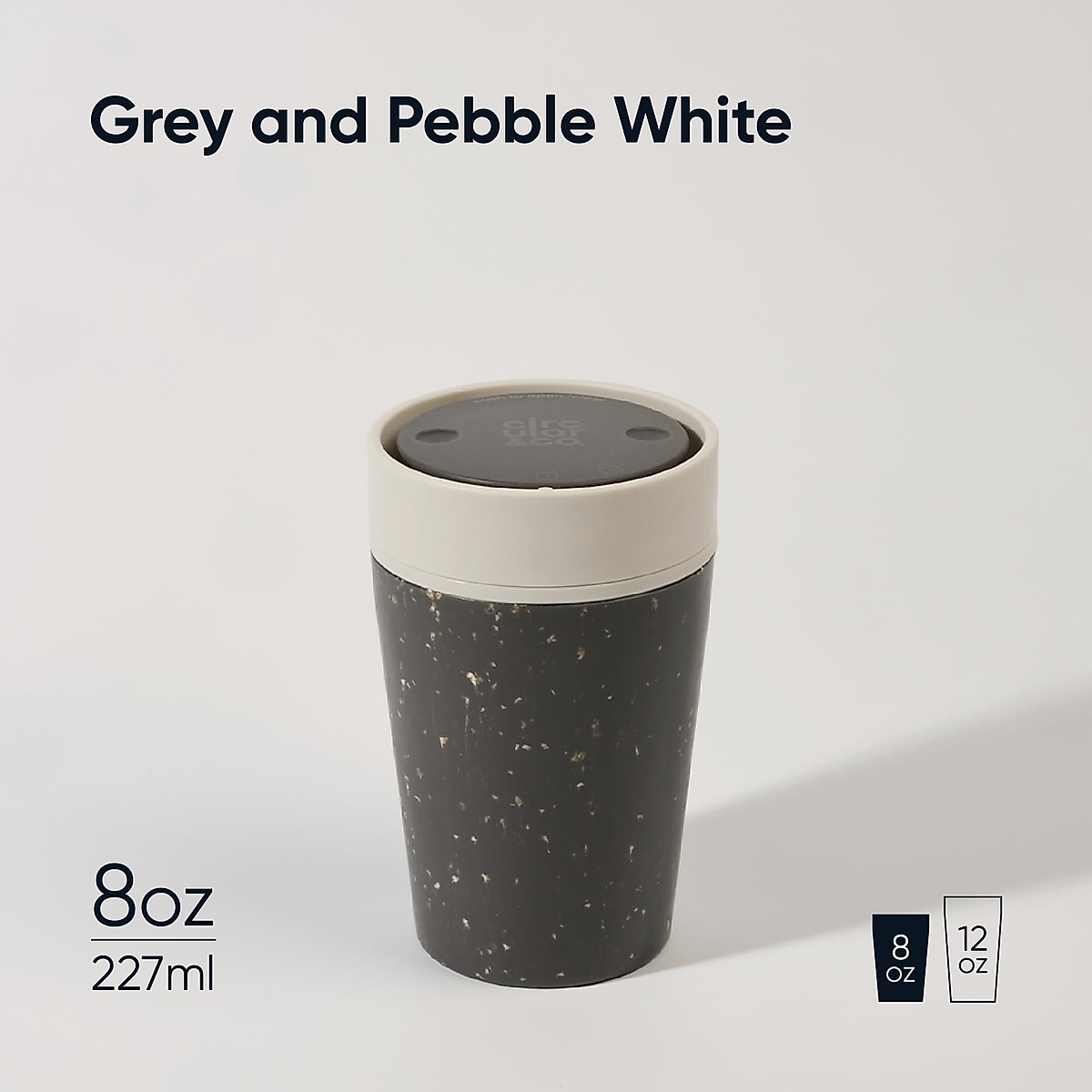 Circular & Co Insulated Reusable Coffee Cup - 8oz/227ml - Small Travel Mug - 100% Leakproof & Lockable - Push Top, One Hand Open, 360 Drinking Coffee Tumbler - Recyclable - BPA Free, Dishwasher Safe
