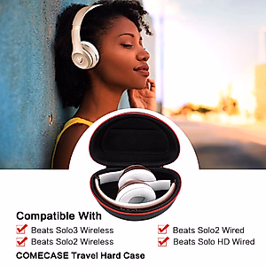 COMECASE Travel Hard Carrying Case Compatible with Beats Solo 4/ for Beats Studio Pro/for Beats Solo3/ for Beats Studio3/ for Beats Solo2/ Solo Pro Bluetooth On-Ear Headphones (Box Only) - Black
