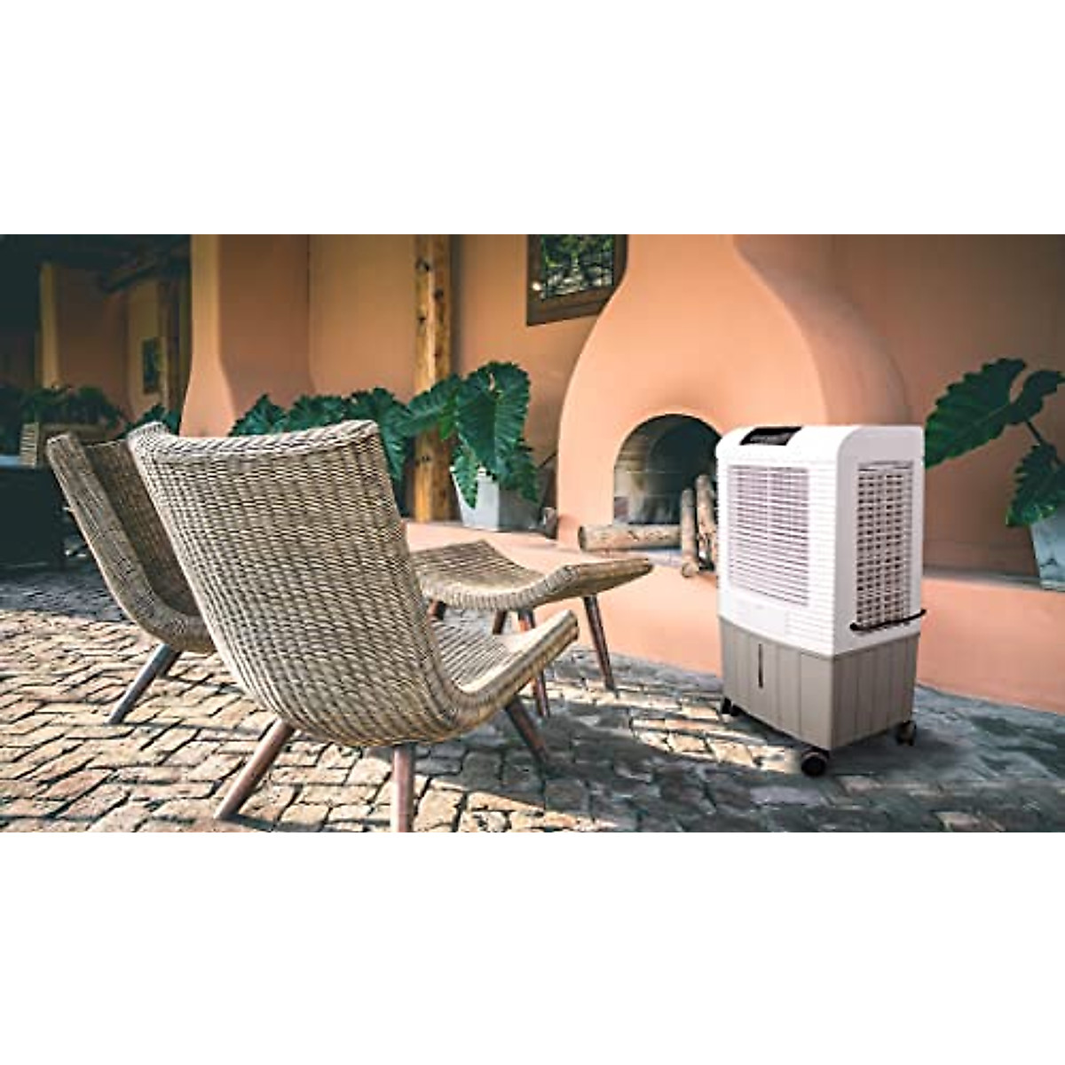 Hessaire MC26A Portable Evaporative Cooler, Humidifier, 2100 Cubic FPM, Cools 700 Sq. Ft., 2.5 GPH, White. For Garages, Shops, Patios, Pools, Workshops, Includes Remote Control for Ease of Operation