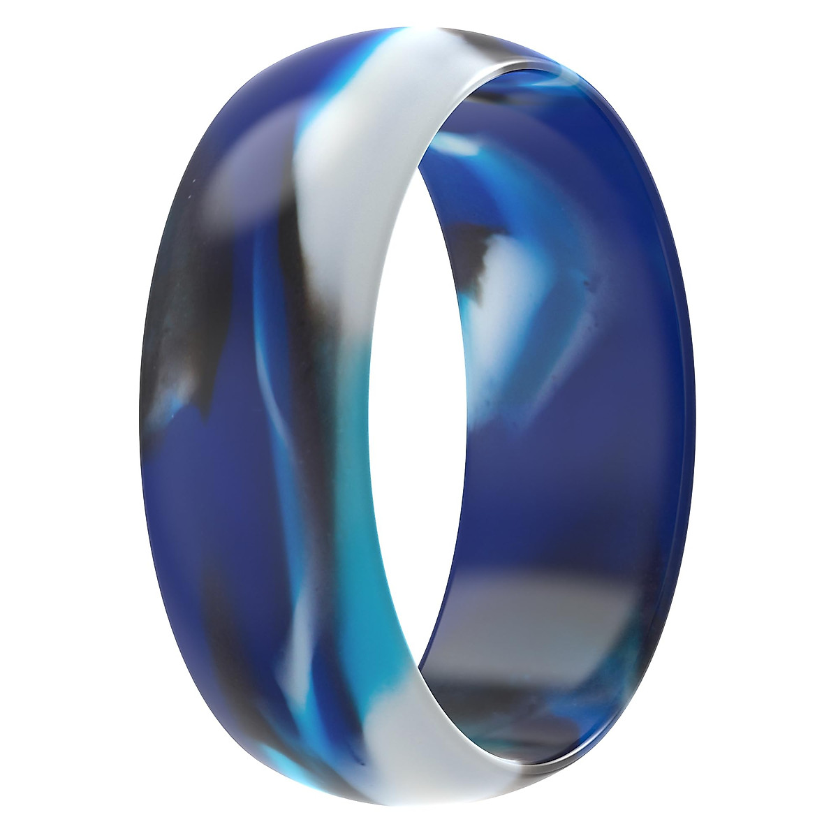 ThunderFit Silicone Wedding Ring for Men - Rubber Engagement Band - Width 8.0mm Thickness 2.0mm (Blue Camo, 10-10.5 (20.20mm)
