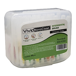 Interdental Proxy Brush Go-Betweens Interdental Brushes, Angle Cleaner, Tight - Assorted Size, Vivid NovoClean - Pack of 40