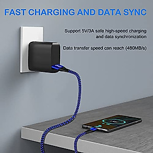 DYUF Micro USB Cable,Android Charger Cable, [3PCS 3.2ft 4.9ft 6.5ft] 3.1A Fast Charger Cord, Blue Braided USB Cable, Compatible with Samsung Galaxy S7 Edge S6 S5, Android Phone, etc