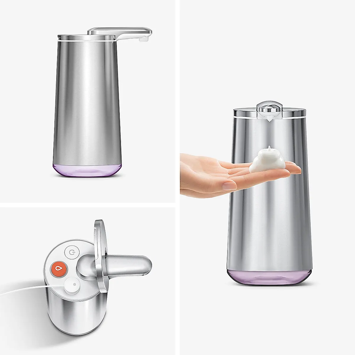 simplehuman pump Soap Dispenser, 9 oz. Rechargeable, Brushed