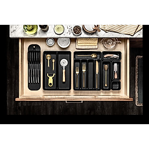 Madesmart Premium Antimicrobial Classic Mini Silverware Tray, Soft Grip, Non-Slip Kitchen Drawer Organizer, 5 Compartments, Multi-Purpose Home