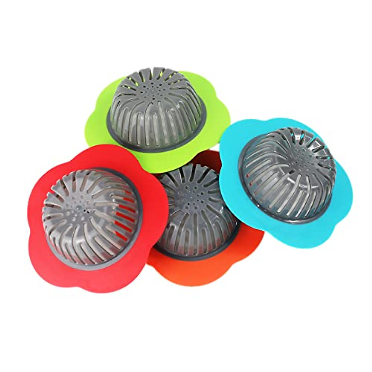 Owfvlazi Silicone Kitchen Sink Filter Strainer Set,4.5'' Universal Bathroom Sink Drain Stopper for Kitchen Waste, Garbage,Vegetable,Fruits,4 Pack