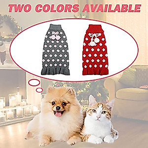 EMUST Dog Sweaters for Medium Dogs, Turtleneck Sweater for Dogs, Knitwear Girl Dogs Sweater Polka Dot Pet Clothes in Cold Season, Red, M