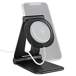 Spigen Mag Fit S Designed for MagSafe Charger Stand Aluminum Adjustable Phone Stand Compatible with iPhone 15/14/13/12 Series, AirPod Pro, AirPod Pro 2, AirPod 3 Charging Stand - Black