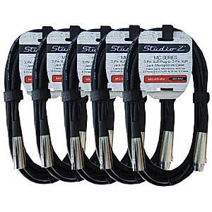 5 Pack Studio Z Microphone Cable 20 FT Mic XLR Cables Low Z Balanced Audio Male to Female Oxygen Free Braided Copper 3 Pin Built to Last (5 Pack 20ft)