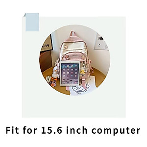 Kawaii Aesthetic Cute Back to School Backpack with Lovely Accessories and Pendant for Girls and Boys in 4 Colors (Yellow)