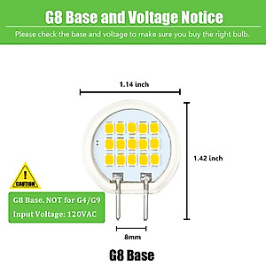 Makergroup 3W G8 LED Bulbs Dimmable 20W 25W 35W G8 T4 120V Halogen Replacement for Under Counter Lights, Under Cabinet Puck Lights Warm White 2700K 6-Pack