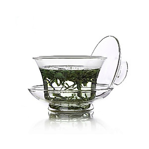 Moyishi Chinese Gaiwan Traditional Tea Cup Comprised of Cup, Saucer and Lid Sancai wan (Glass)