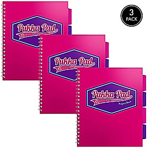 Pukka Pad, 5 Subject Spiral Notebook 3-Pack with Repositionable Dividers - 200 Pages of 80GSM Paper with Perforated Edges, Great for Office, Planning, Staying Organized - Pink Vision, US Letter 8.5 X 11in