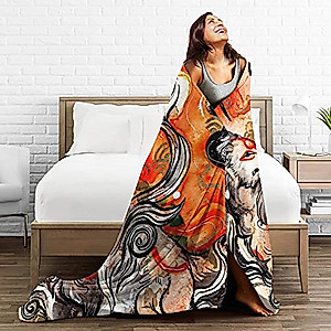 Throw Blanket Okami Amaterasu Ultra-Soft Micro Fleece Blanket for Couch Sofa Bed Living Room 60"X50"
