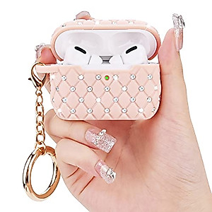 VISOOM Airpods Pro 1st Generation Case - Airpod Pro Bling Cases Cover Women 2022 Crystal TPU Hard Protective iPod Pro Wireless Charging Case Girl Keychain for Apple Airpods Pro 1