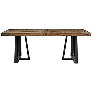 Alpine Furniture Prairie Dining Table, 84" W x 42" D x 30" H, Reclaimed Natural and Black Finish