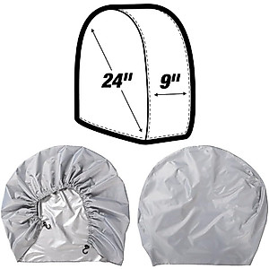 Tire Wheel Covers Wheel Paint Masker 4 Pack 32" Silver Waterproof Dustproof Aluminum Film Cotton Lining Tire Sun/Snow Protectors, Suitable for 24" Diameter tire