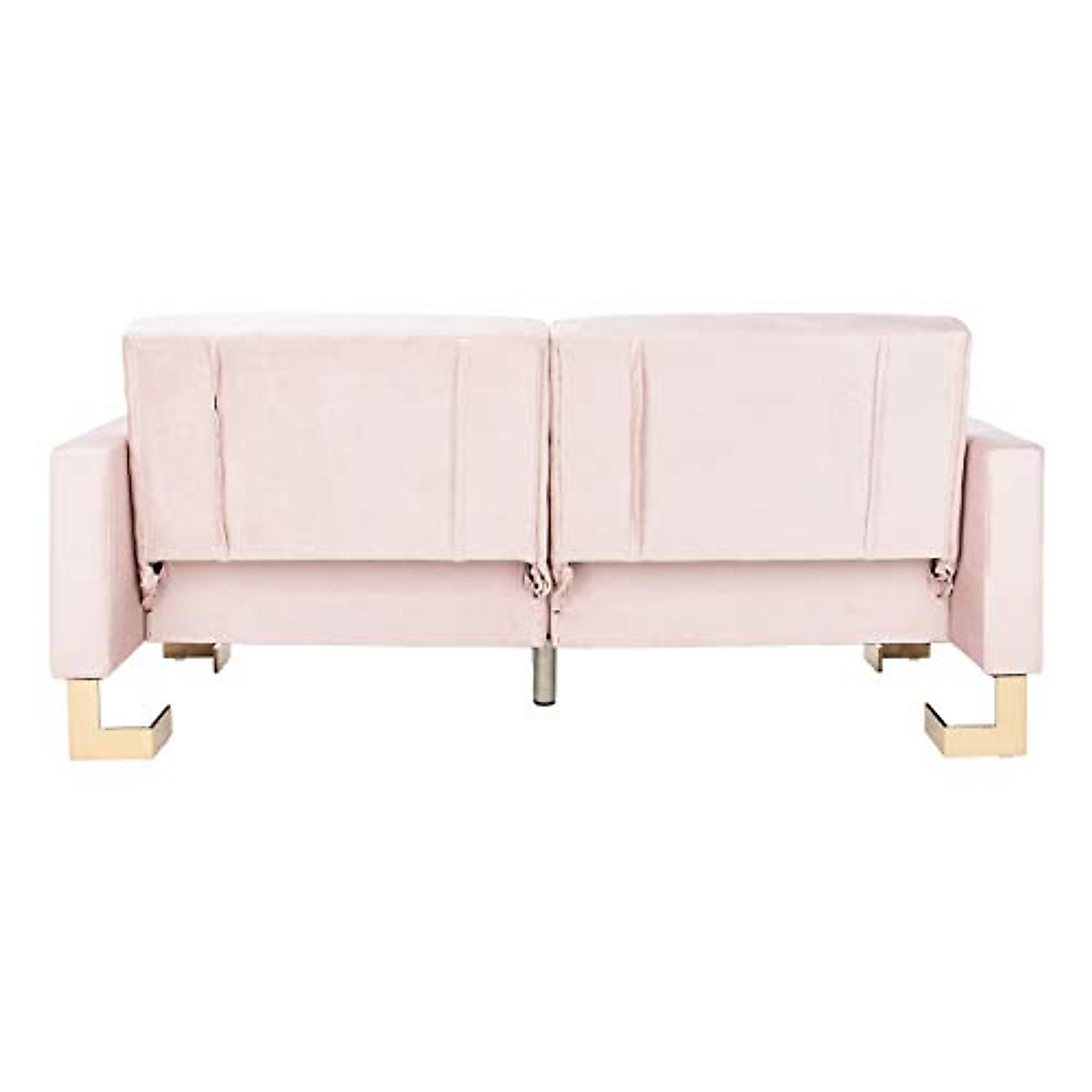 Safavieh Home Tribeca Glam Blush Velvet and Brass Foldable Sofa Bed