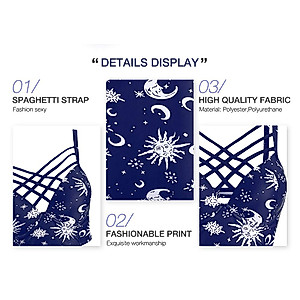 JMSUN Women's Bikini Summer Bathing Suit Sun Star Moon Lattice High Waisted Tankini Swimsuit Yellow