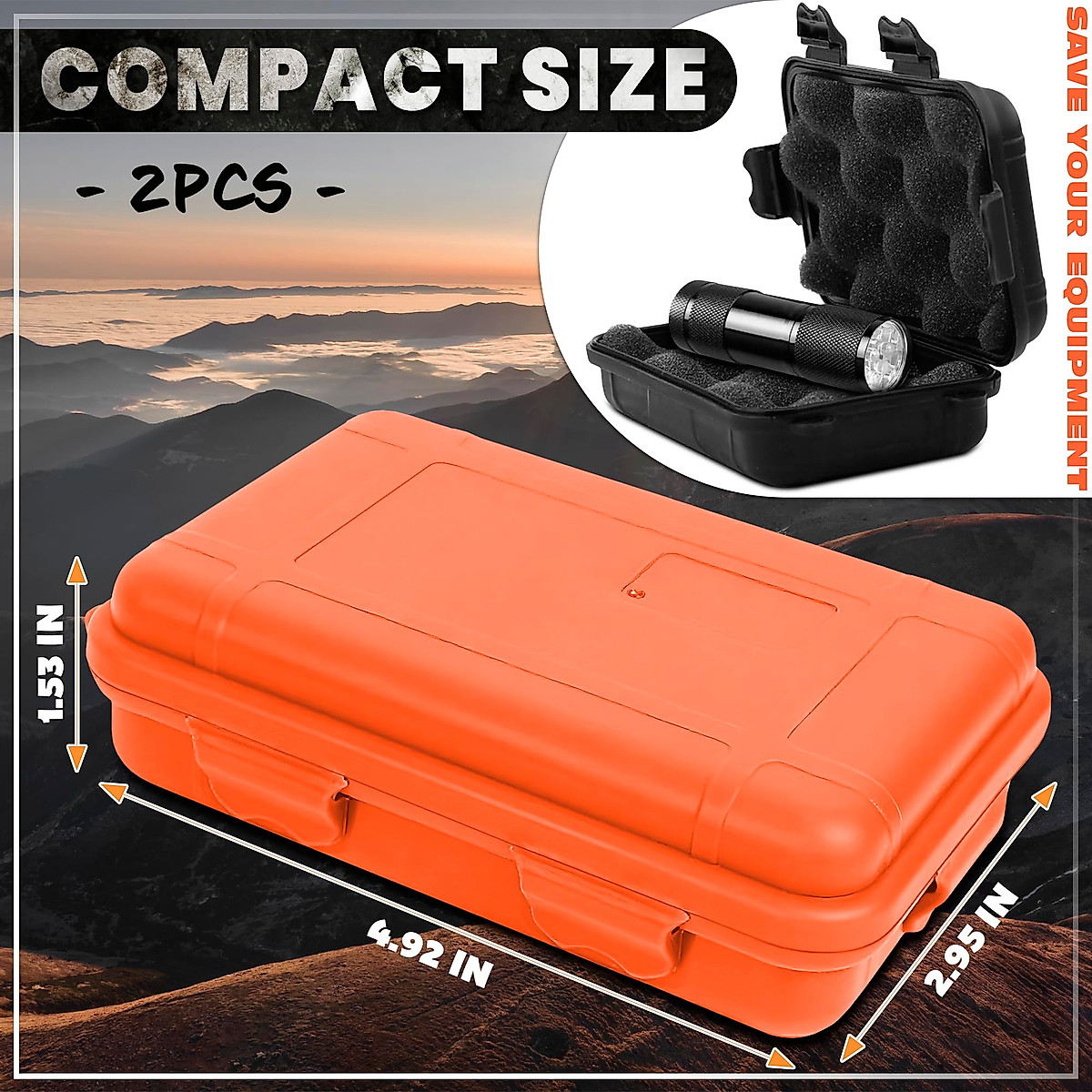 The Little Green Change 2Pcs Small Waterproof Box - Waterproof Hard Case with Foam Waterproof Case Flash Drive Storage Case Geocache Containers - Waterproof Storage Box