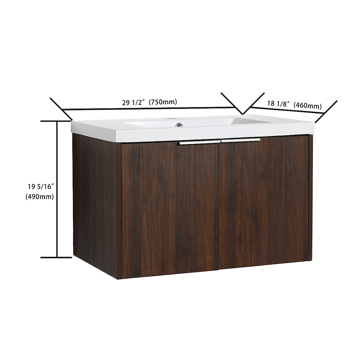 HomSof Soft Close Doors Bathroom Vanity with Sink,30 Inch for Small Bathroom,30"x18",California Walnut