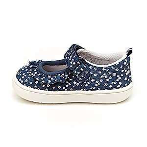 Stride Rite Baby Girls Felicia Mary Jane Flat, Chambray Floral, 3 Infant