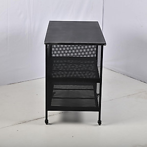 BOKKOLIK Industrial Mobile Kitchen Cart Rustic 3 Tier Rolling Serving Cart with Locking Casters Metal Mobile Kitchen Island Stand Cart on Wheels-47.2 * 23.6 * 36.6inch L*W*H (Metal Top)