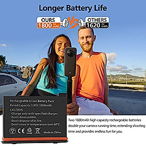 REYTRIC 2-Pack ONE X3 Batteries and 3-Channel USB Charger for Insta360 ONE X3 Action Camera