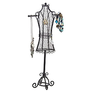 Displays2go Dress Form Jewelry Stand, Black, Set of 6