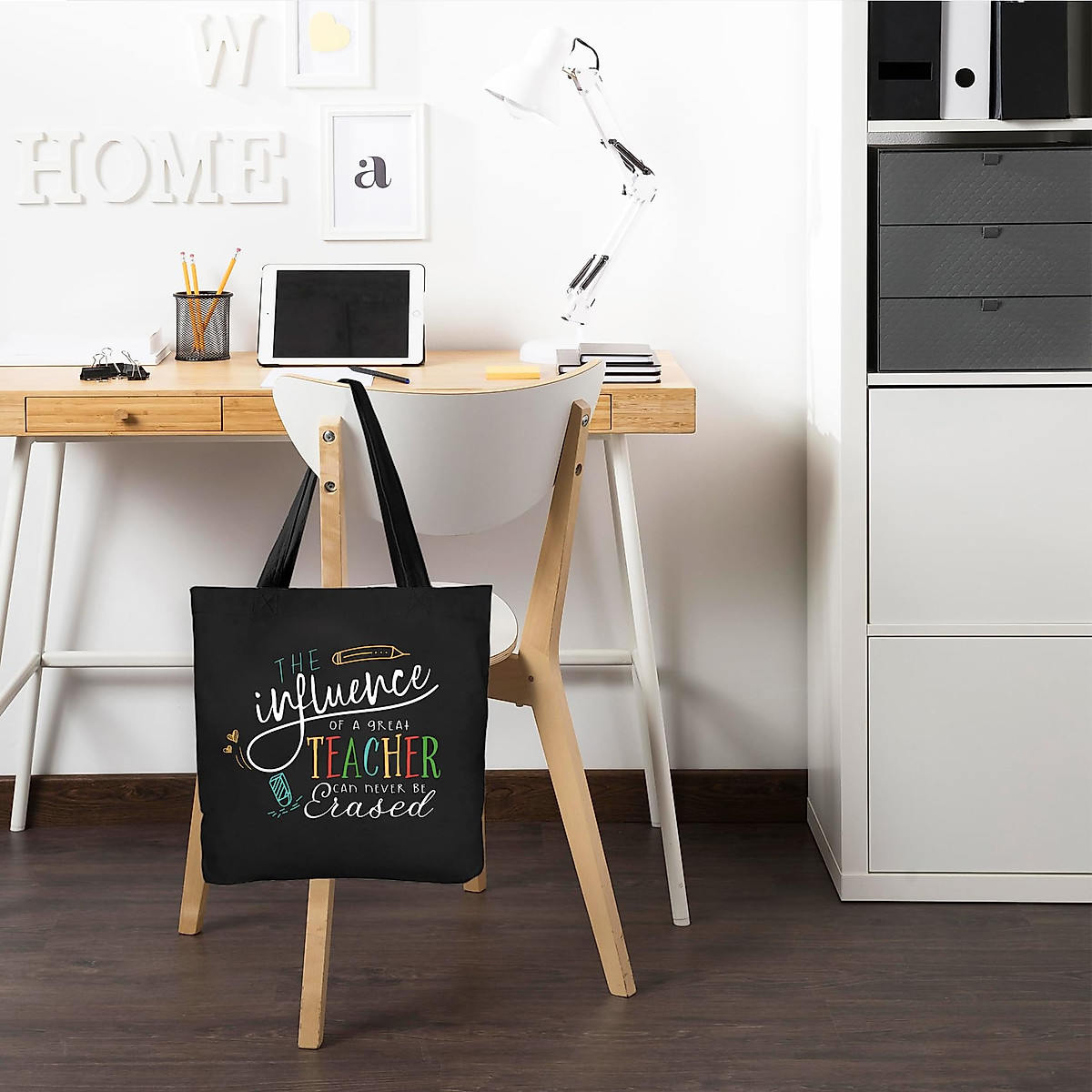 ELEGANTPARK Funny Teacher Gifts for Women Teacher Appreciation Gifts from Students Birthday Graduation Valentines Day Christmas Gifts for Teacher Tote Bag Black Cotton Canvas with Interior Pocket