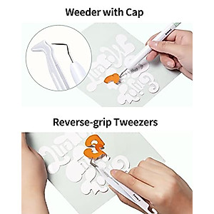 Sooez Weeding Tools for Vinyl, 6PCS Basic Tools Set for Cricut, Precision Craft Vinyl Tool Kit, Weeder/Scraper/Spatula/Scoring Stylus/Tweezers/Scissors for Vinyl, Paper & Iron-on Projects, Colored